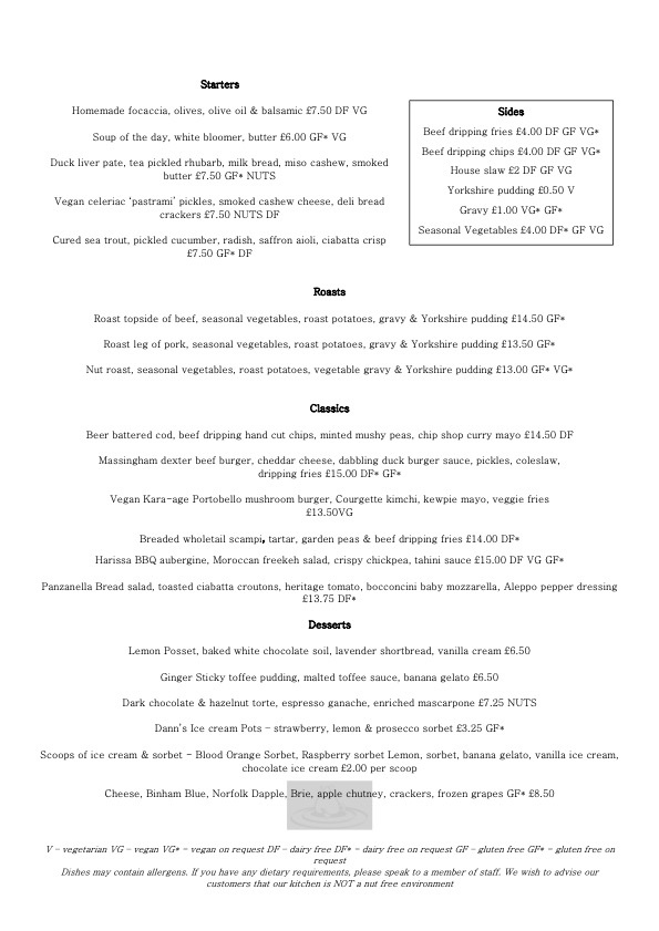 Menus – The Dabbling Duck